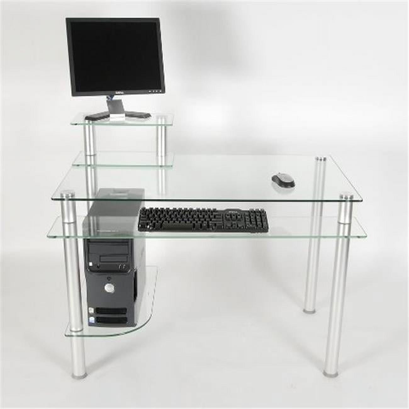 RTA Home and Office Contemporary Clear Glass and Aluminum Computer Desk ...