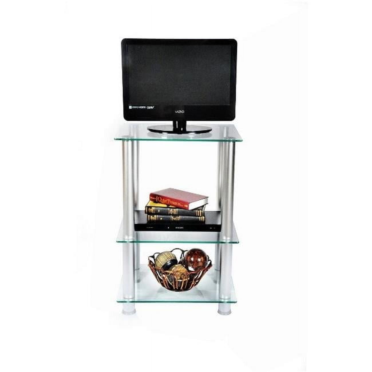 RTA Home and Office TV Stand, Extra Tall Glass and Aluminum Shelf ...