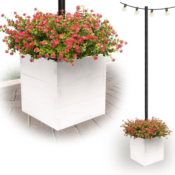 RTA Planter Box With Pole Holder (White) - 14"x14" Undersized (Large ...