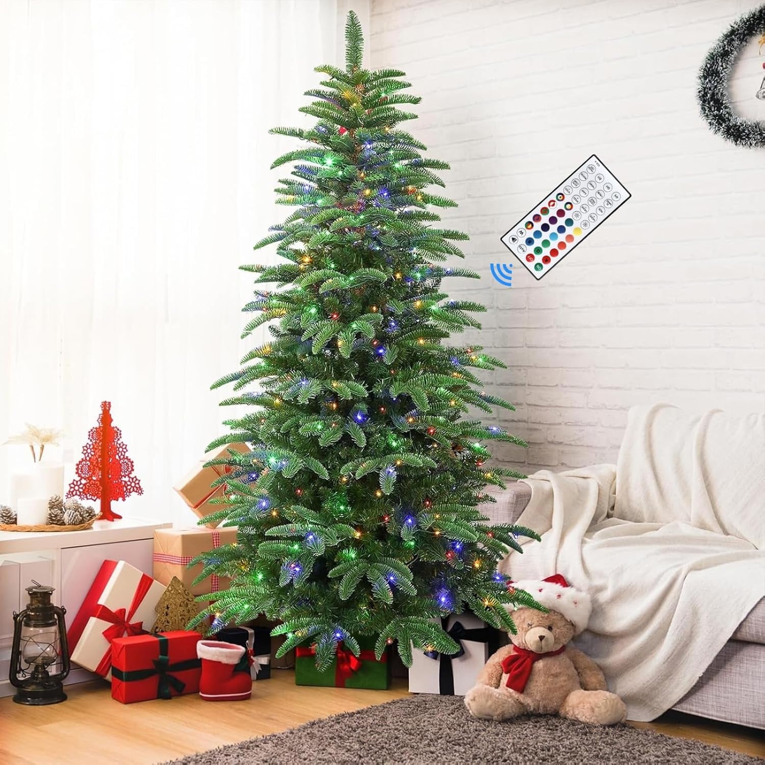 RTB-Alupssuc 5.5ft Prelit Artificial Hinged Upgraded Christmas Tree with Remote, 280 Pre-Lit ...
