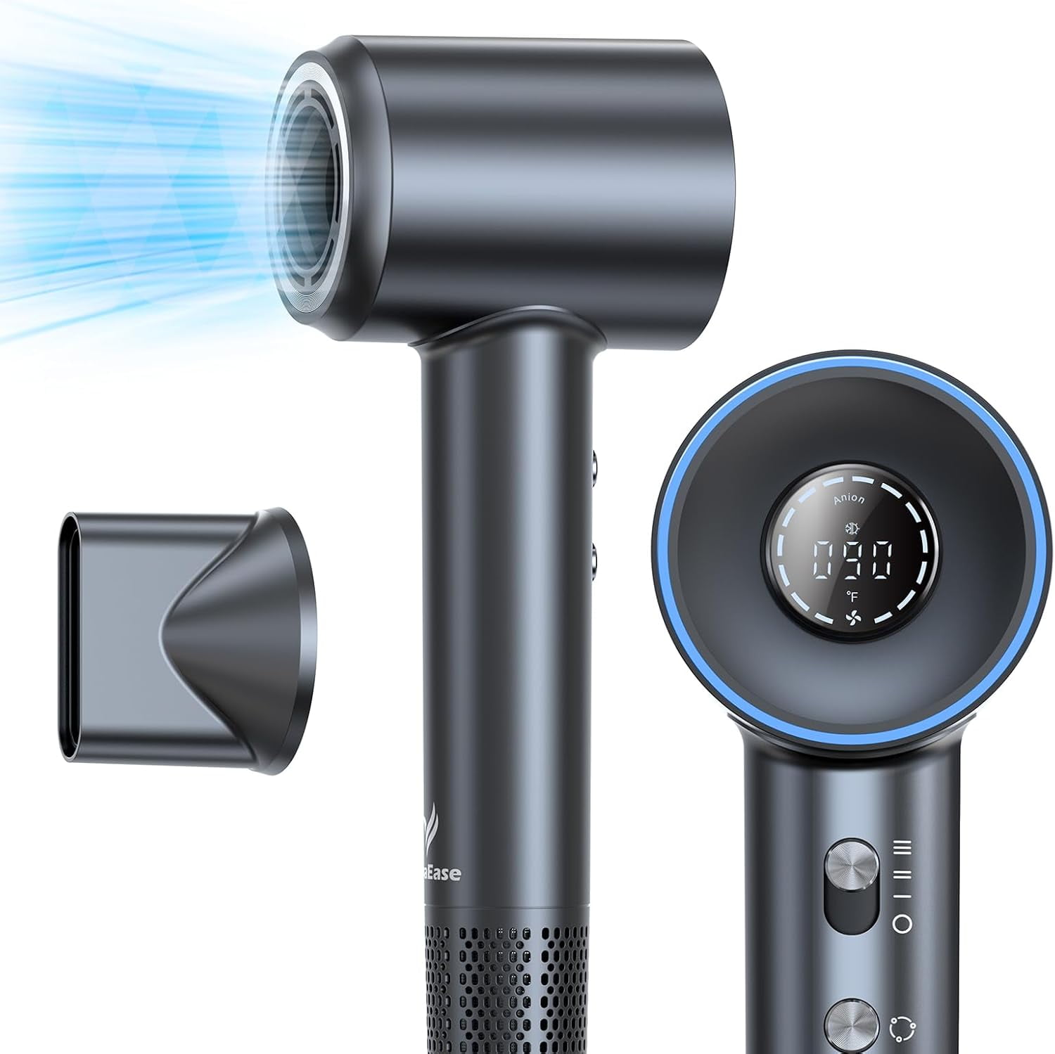 RTB-PKBD Hair Dryer , High Speed Professional Ionic Blow Dryer with Magnetic Nozzle, Gray ...