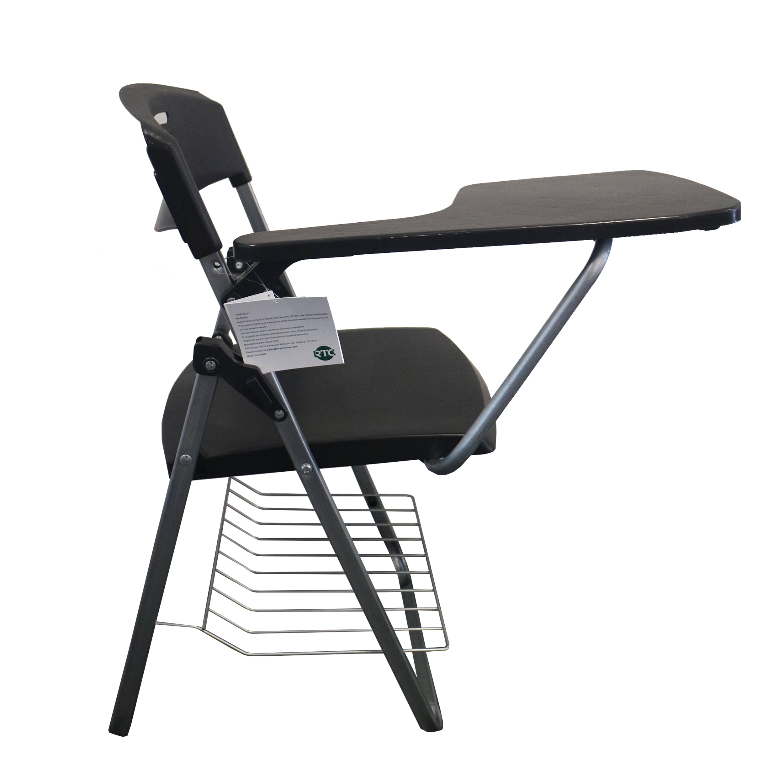 RTC Group Right Hand Pad Tablet Small Arm Desk Folding Chair, Black ...