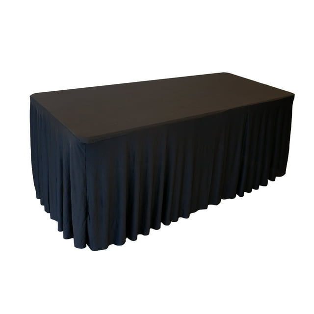 RTC Group Spandex Rectangular Tablecloth Skirt Table Cover, 6Ft Table, 72" x 30", Black, 2 PK ...