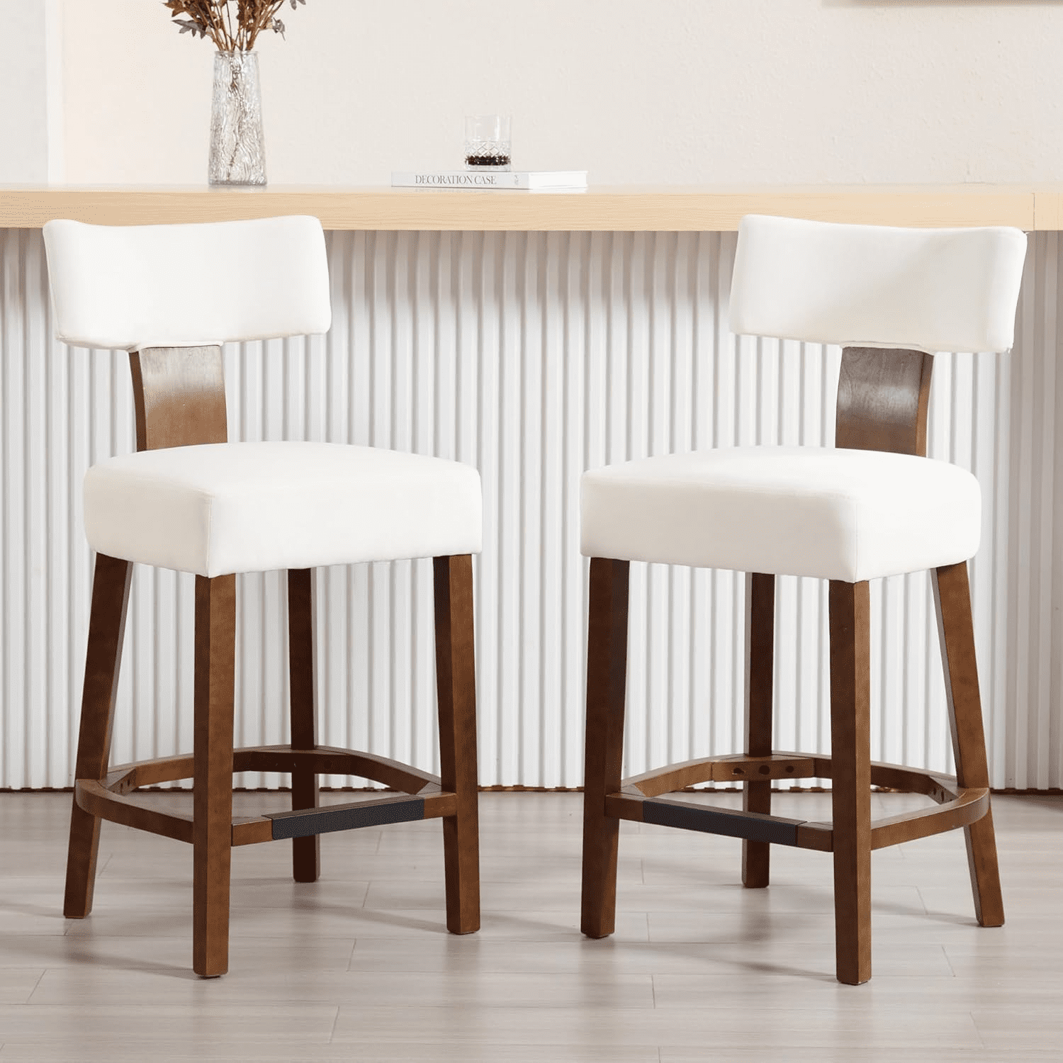 RTFVBYZ 26\u2019\u2019 Rattan Barstools with Back Counter Height Bar ...