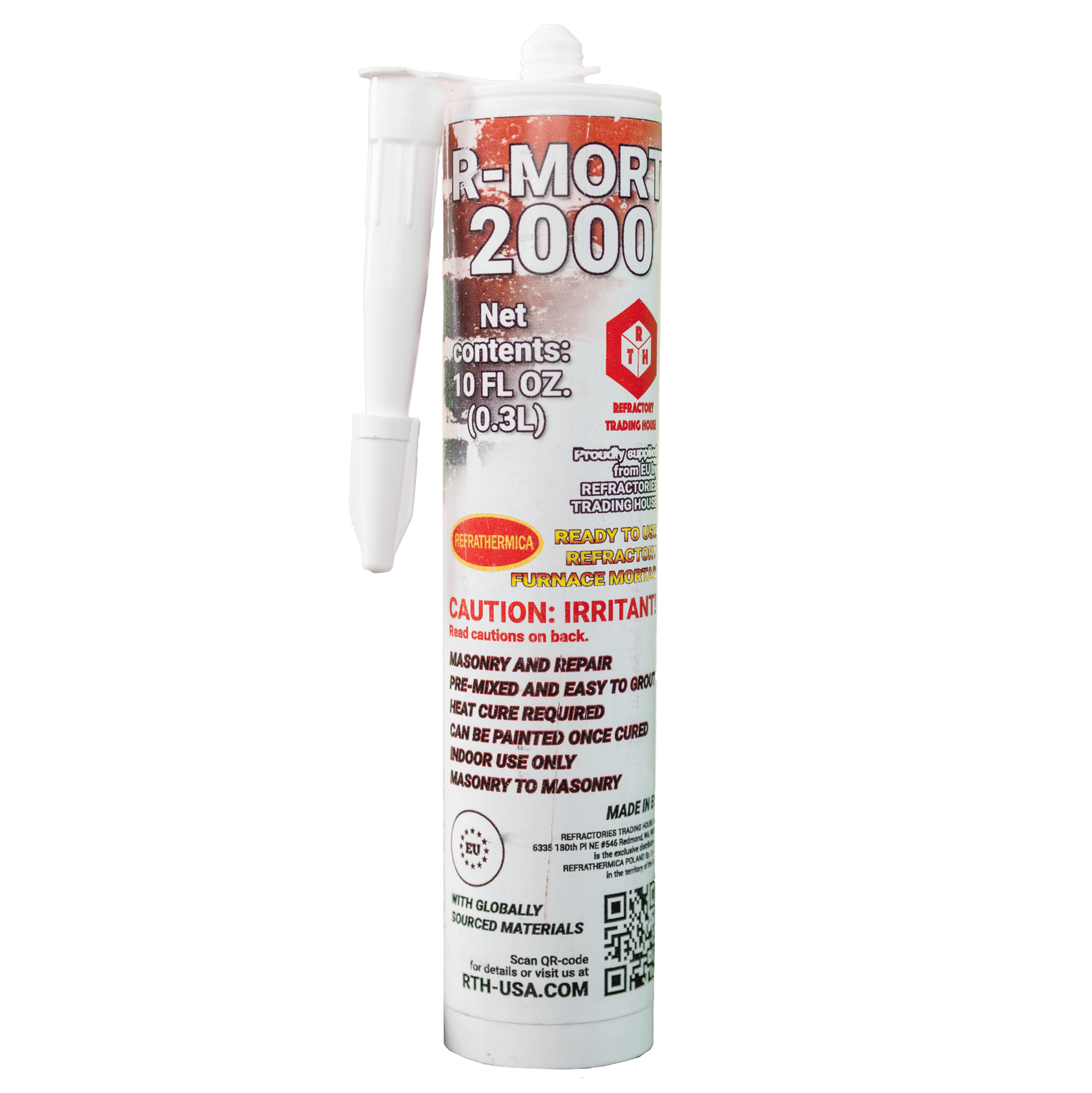 RTH-USA R-MORT 2000 Refractory Furnace Cement | 10 fl. oz. Cartridge ...