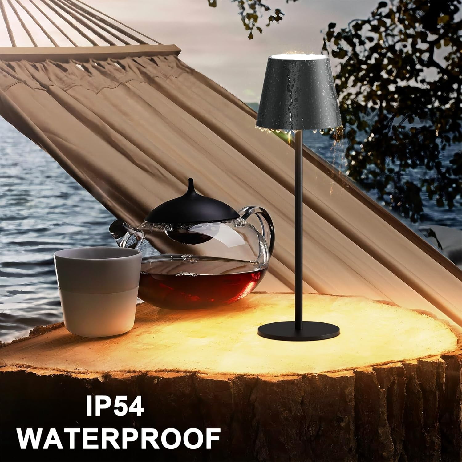 RTHG-1-Pack Black LED Cordless Table Lamp, Rechargeable Battery Desk ...