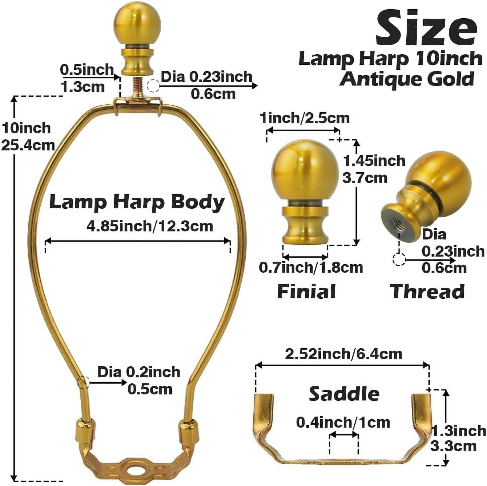RTHG-10 Inch Lamp Harp, Antique Gold 2 Set Lamp Harps and Finial, Metal ...