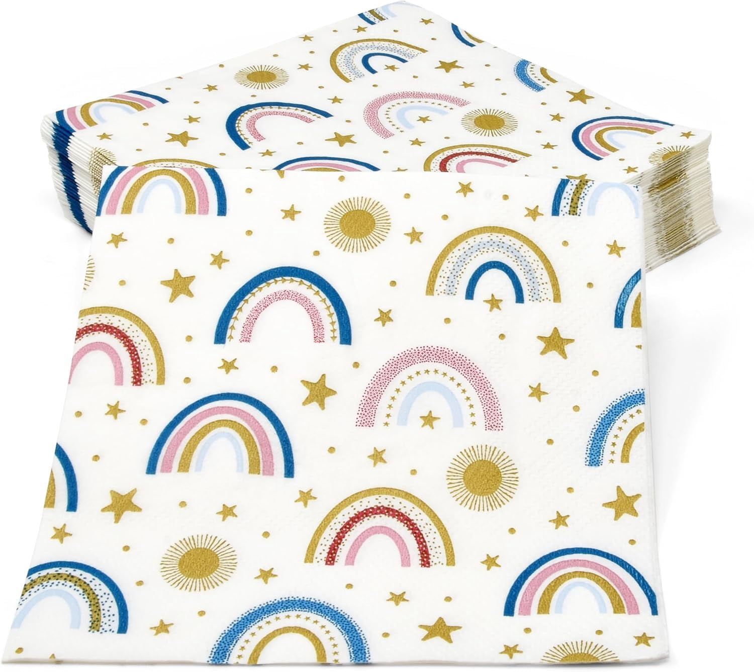 RTHG-100 Boho Rainbow Cocktail Beverage Napkins Disposable Paper ...