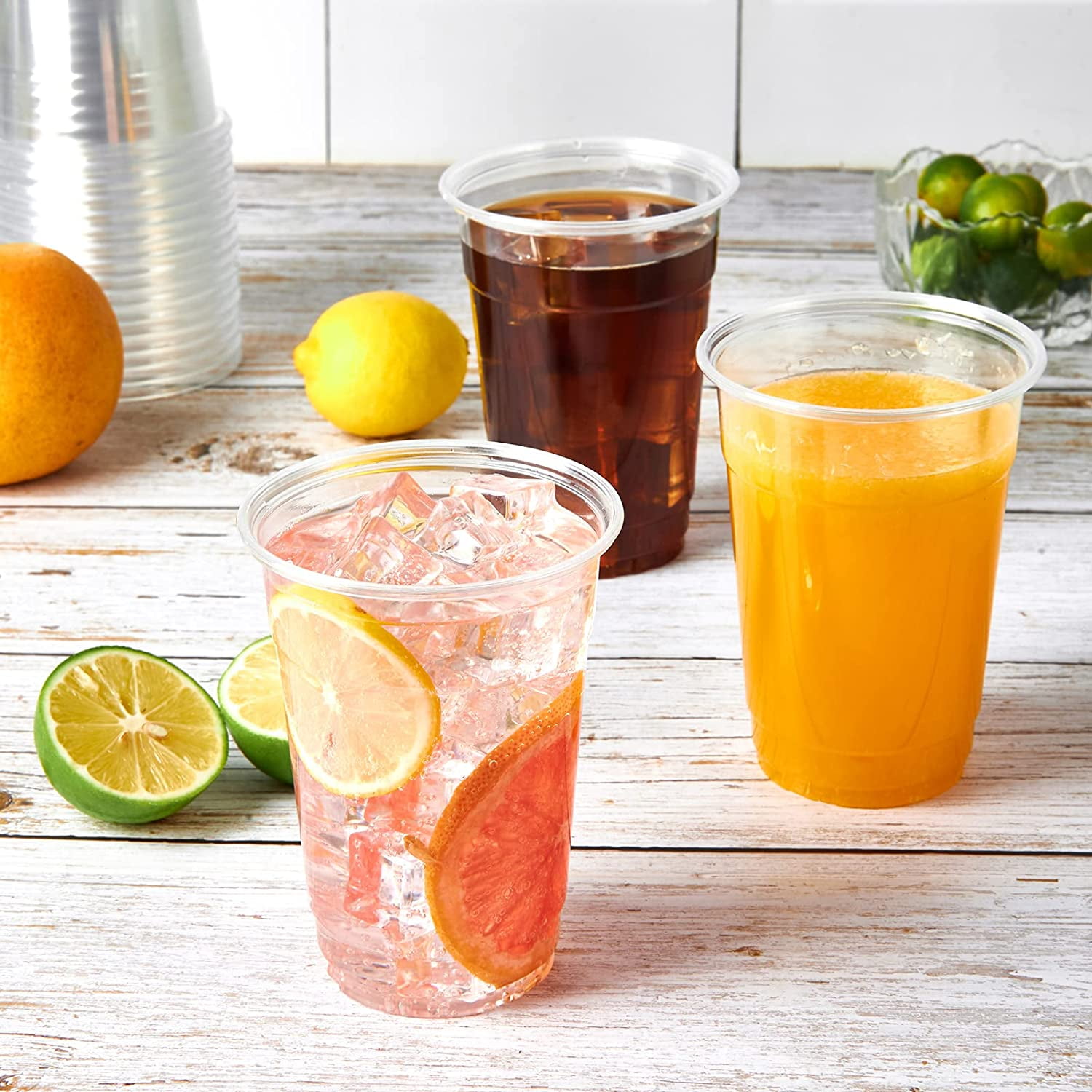 RTHG-100 Pack 16 OZ Clear Plastic Cups, Disposable Crystal Plastic ...