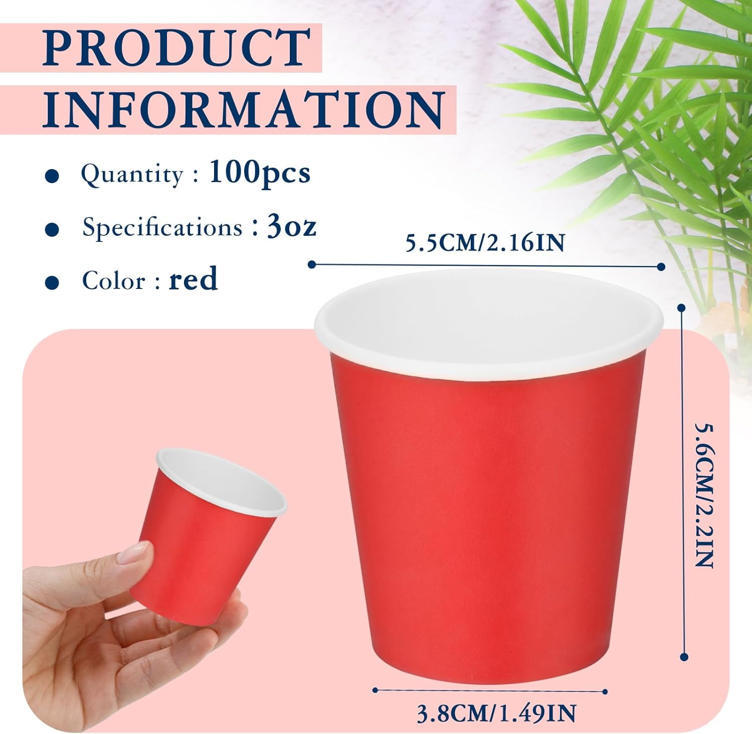 RTHG-100 Pack 3 oz Paper Cups, Disposable Bathroom Cups, Mouthwash ...