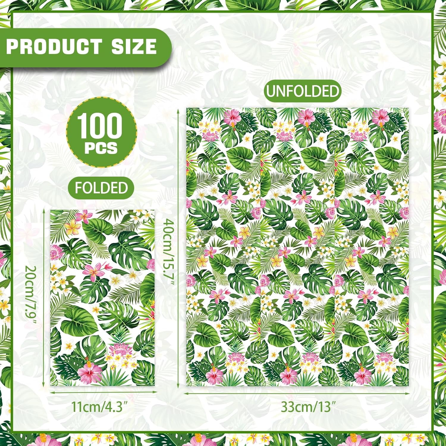 RTHG-100PCS Tropical Tiki Themed Paper Napkins, Disposable Luau Party ...