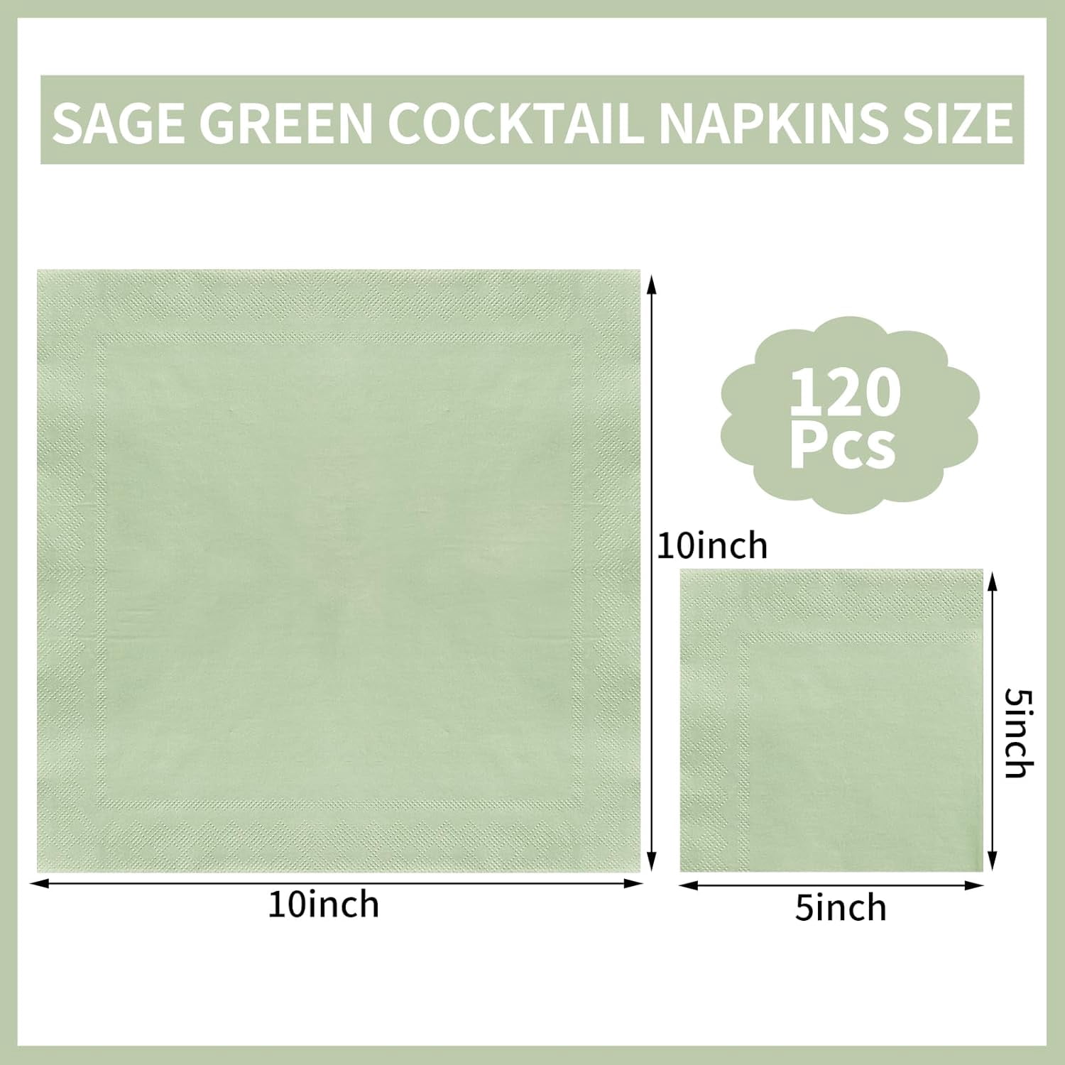 RTHG-120 Pcs Cocktail Napkins Sage Green Napkins Disposable Wedding ...