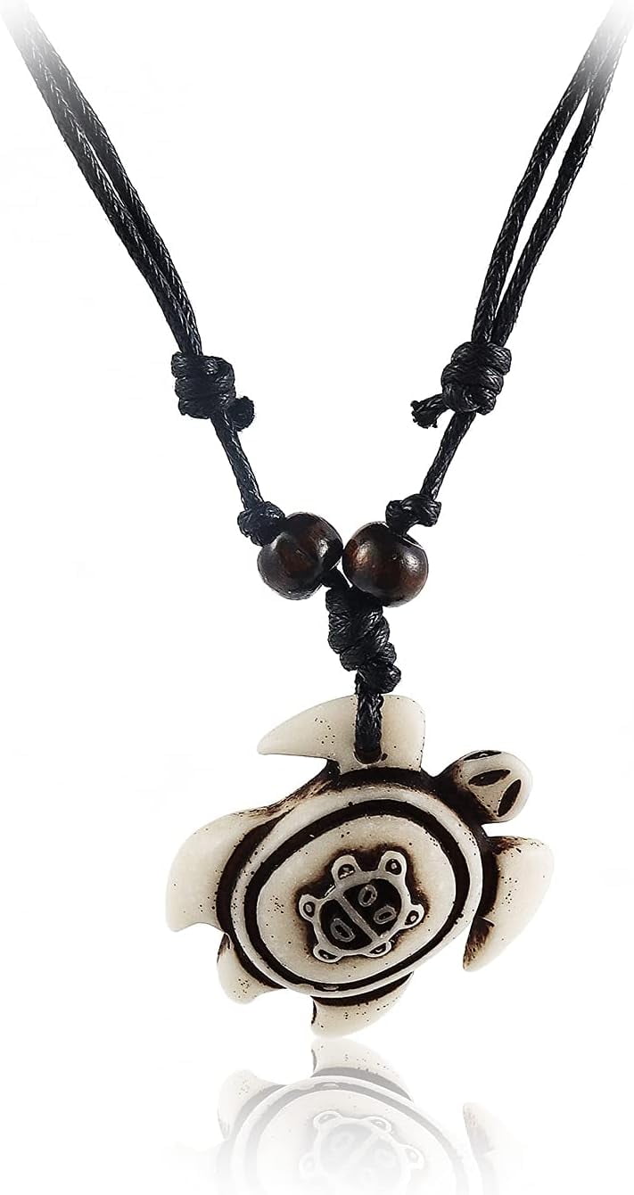 RTHG-12pcs Artificial Bone Carving Sea Turtles Pendant Necklaces Set ...