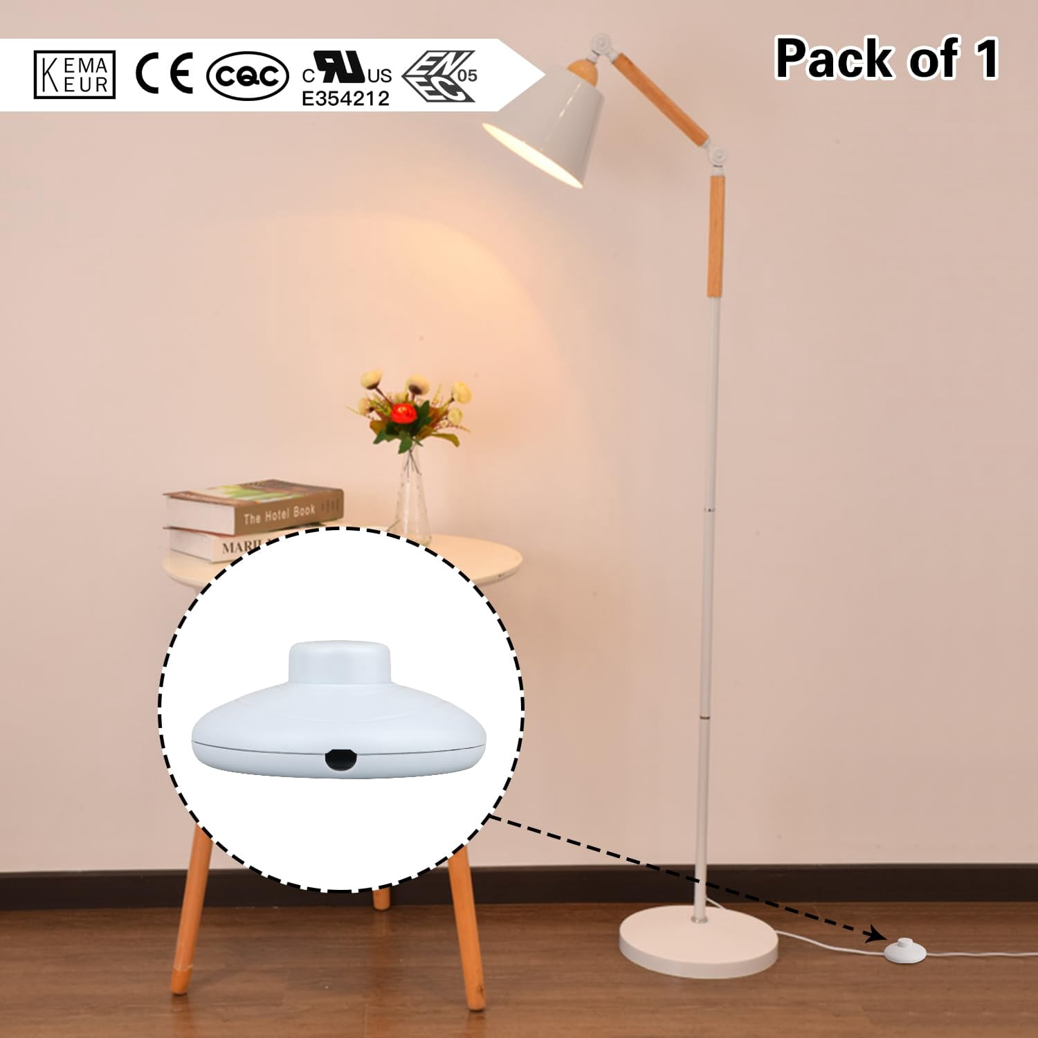 RTHG-1Pcs Floor Lamp Foot Switch, White Foot Pedal Switch, Round Floor ...