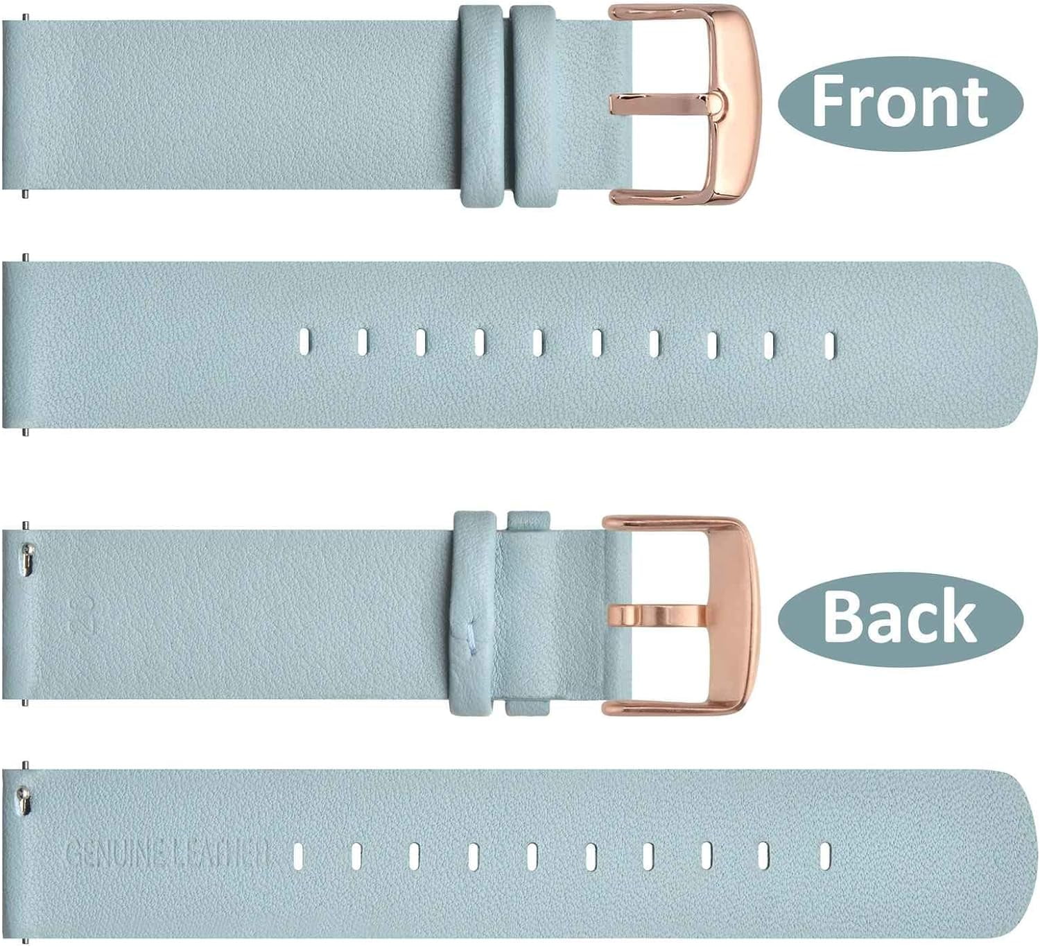 RTHG-20mm Flexible Leather Watch Band for Smart Watch with Rose Gold ...