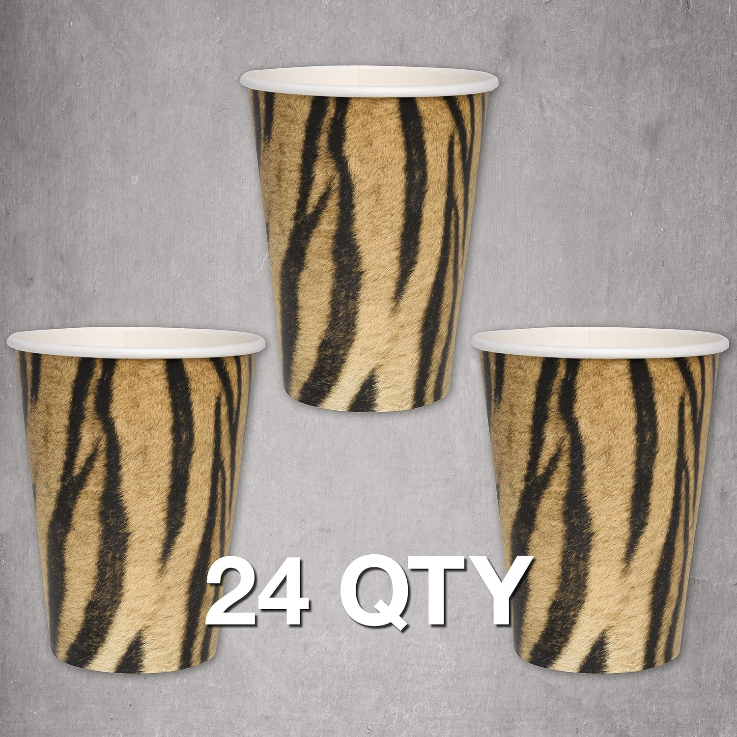 RTHG-24 Jungle Safari Tiger Cups 12oz, Heavyweight Paper Cups with Big ...