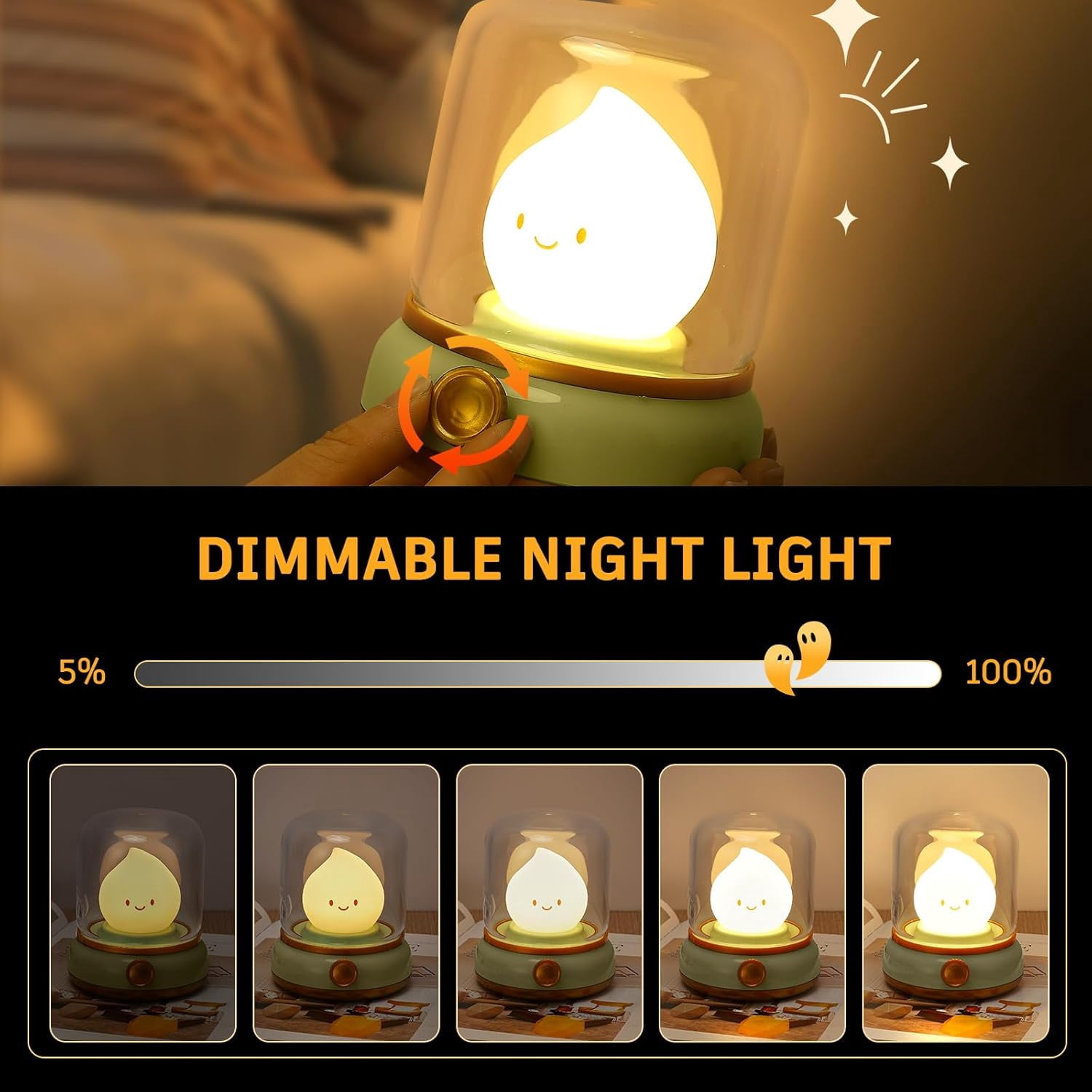 RTHG-2Pack Ghost Campfire Night Light, Small Cute Desk Lamp, Dimmable ...