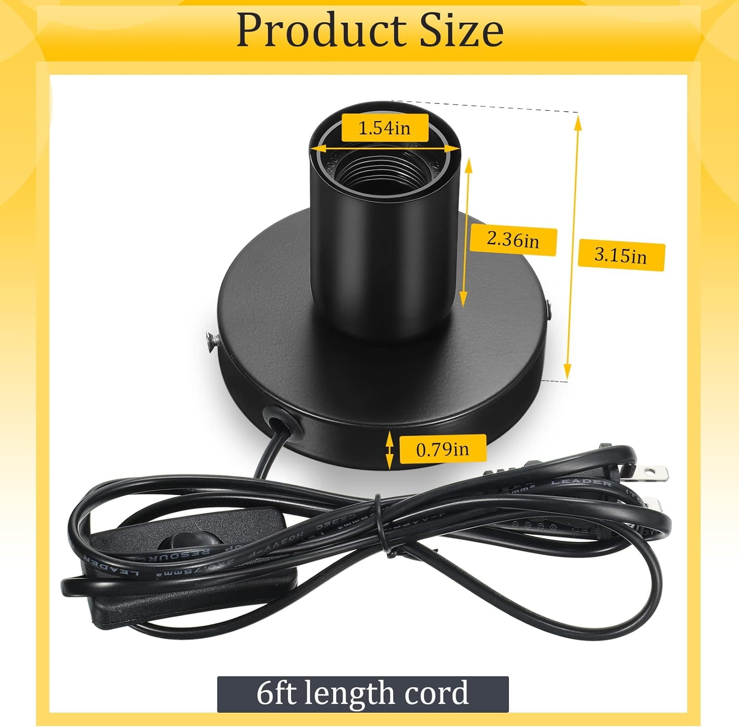 RTHG-3 Pcs Polished Metal Desktop Lamp Base E26 E27 Screw Light Bulb ...