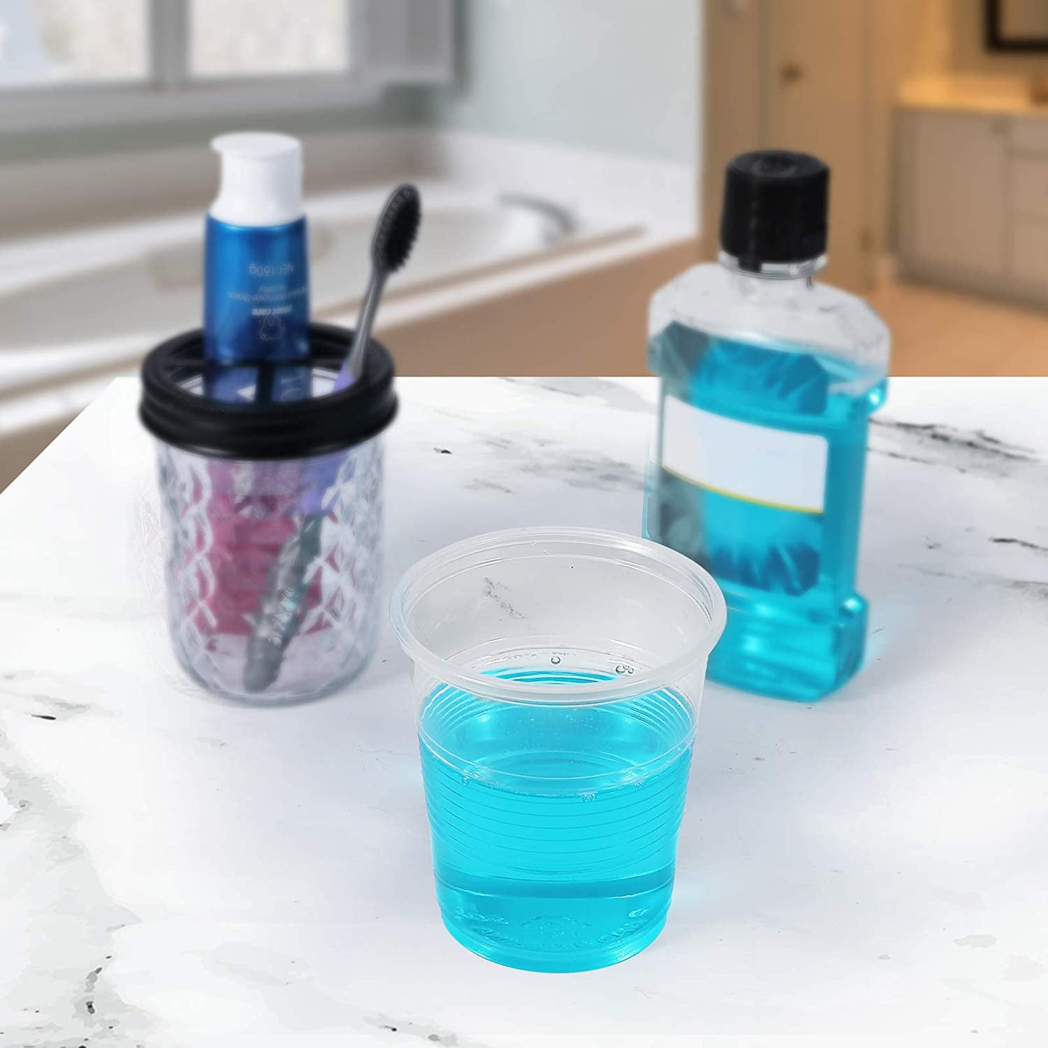 RTHG-300 Pack 3 OZ Clear Plastic Cups,Disposable Bathroom Mouthwash ...