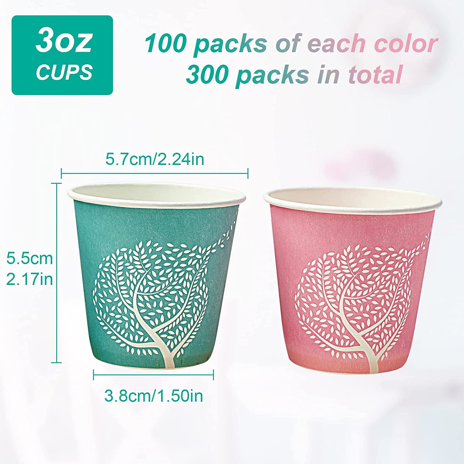 RTHG-300 Pack 3 oz Disposable Bathroom Cups, Colorful Disposable ...