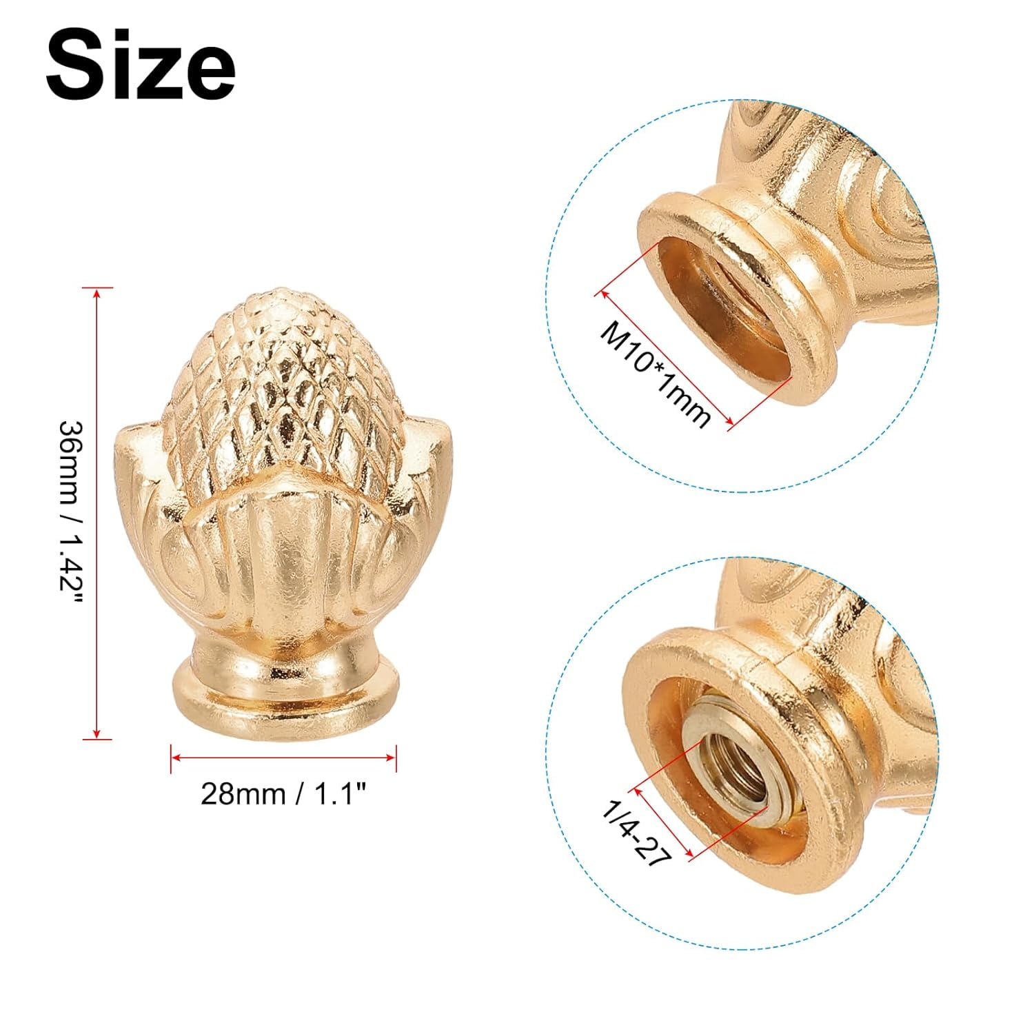 RTHG-34 x 27mm Lamp Finials Caps Knob, 2 Set Solid Lamp Shade Top ...