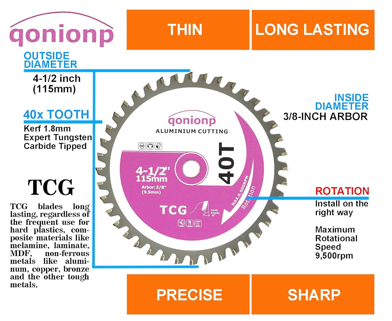 RTHG-4-1/2-Inch Aluminium Cutting Circular Saw Blade, Fast Fine Cut ...