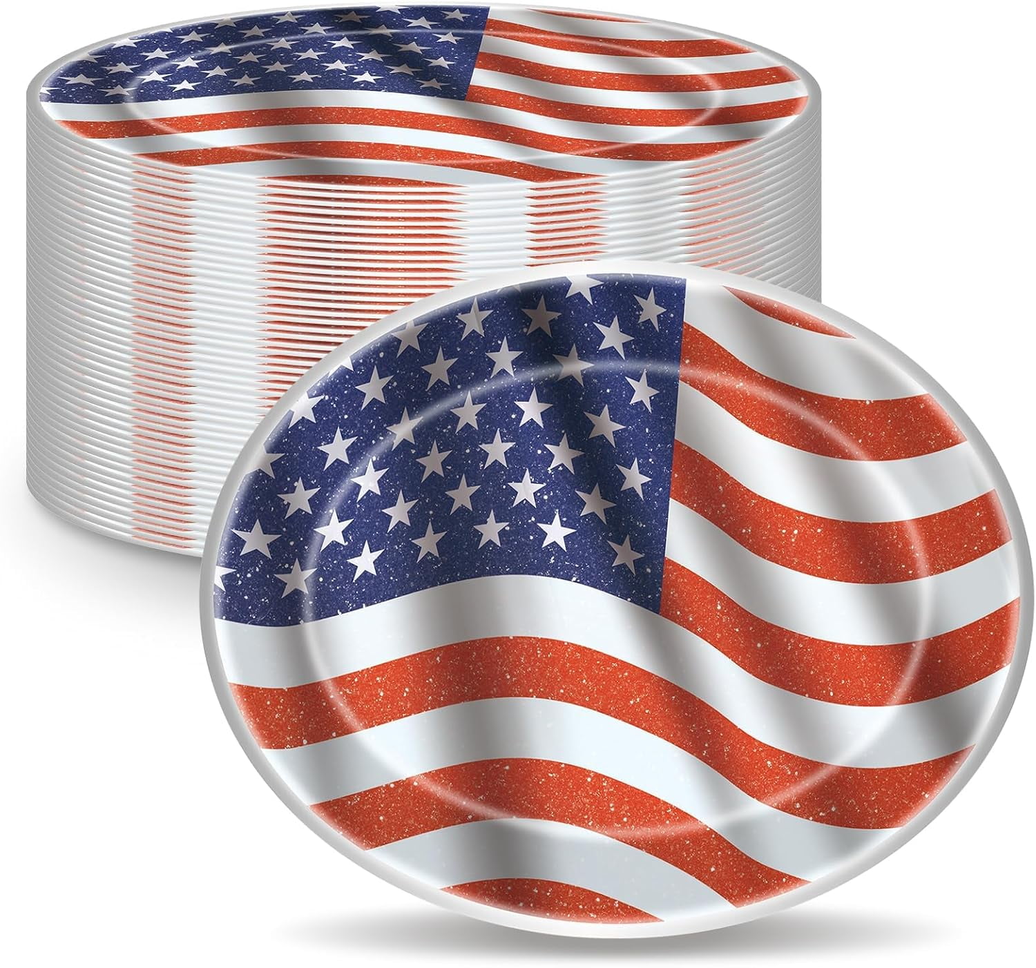 RTHG-4th of July Plates 12 x 10 inch - 25 Pack Patriotic Plates - Oval ...