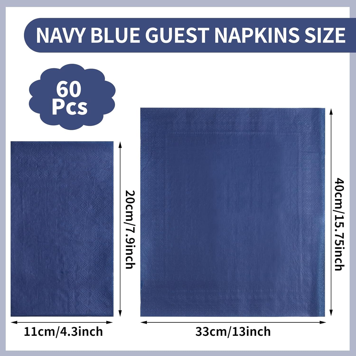 RTHG-60 Pcs Thin Navy Blue Napkins Disposable Blue Dinner Napkin ...