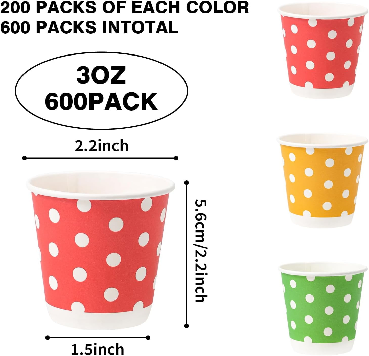 RTHG-600 Pack 3 oz Paper Cups, Small Bathroom Cups, Disposable Cups ...