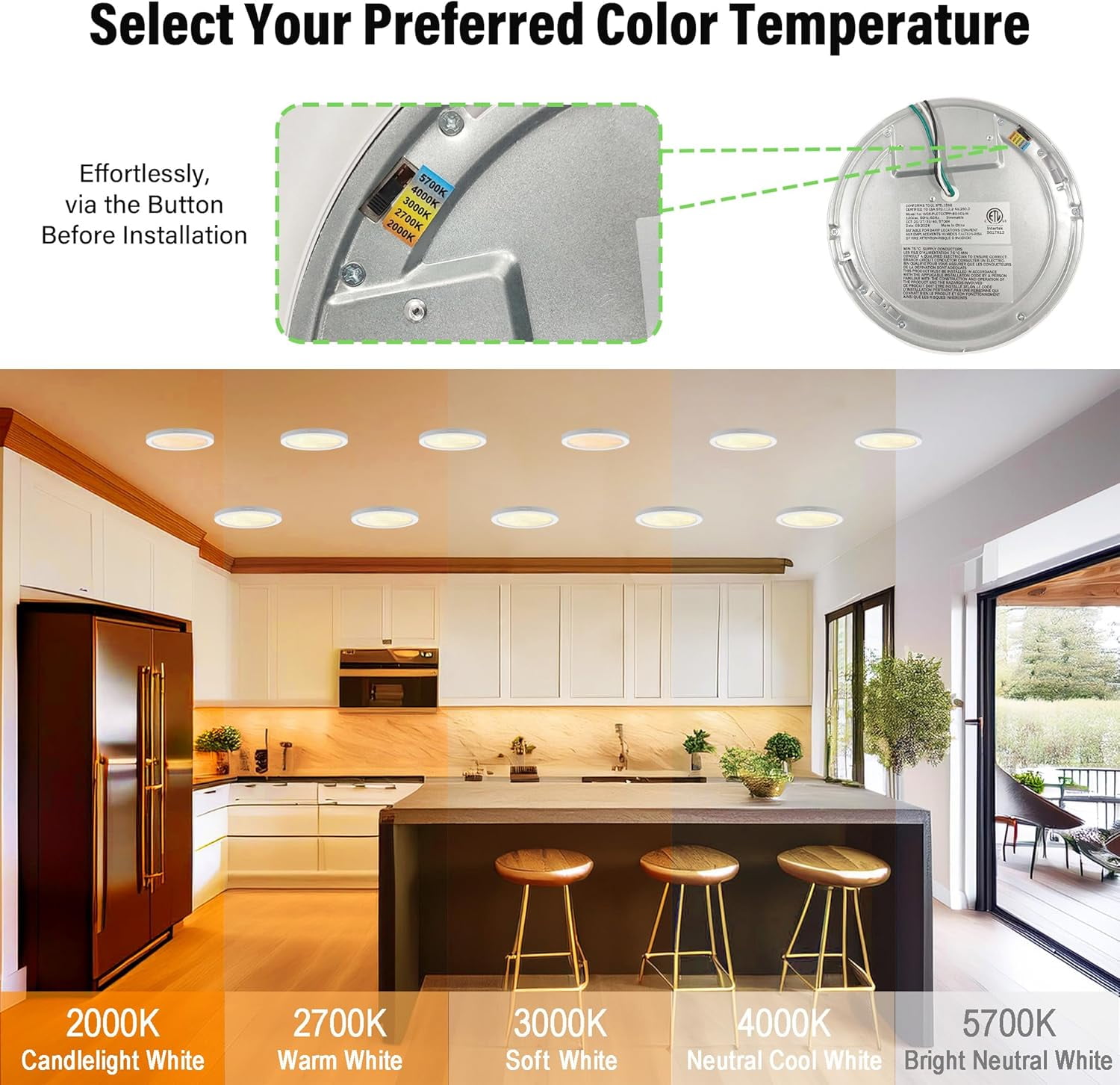RTHG-7.3" Flush Mount Ceiling Light Dimmable with ETL CERT, 5CCT LED ...