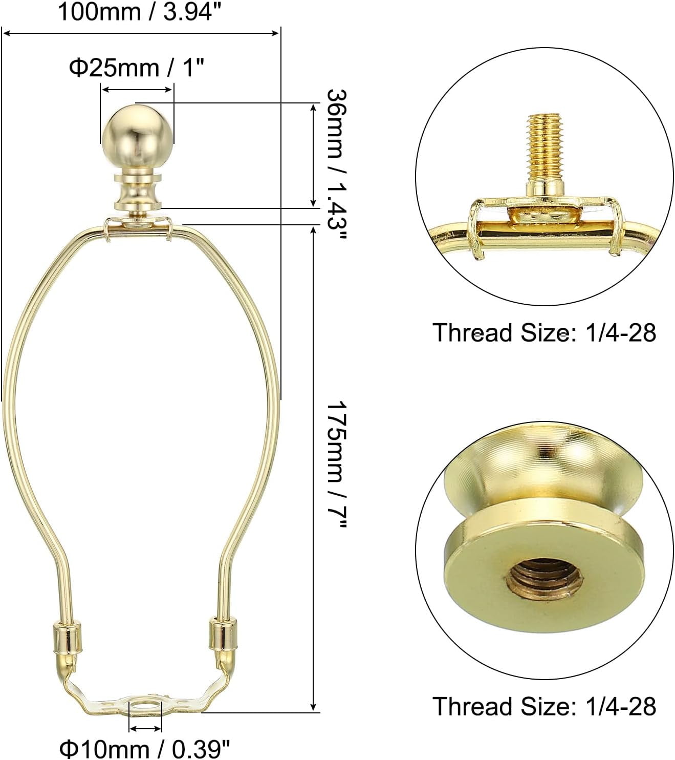 RTHG-7 Inch Lamp Harp Kit with Finial, 1 Set Detachable Shade Bracket ...