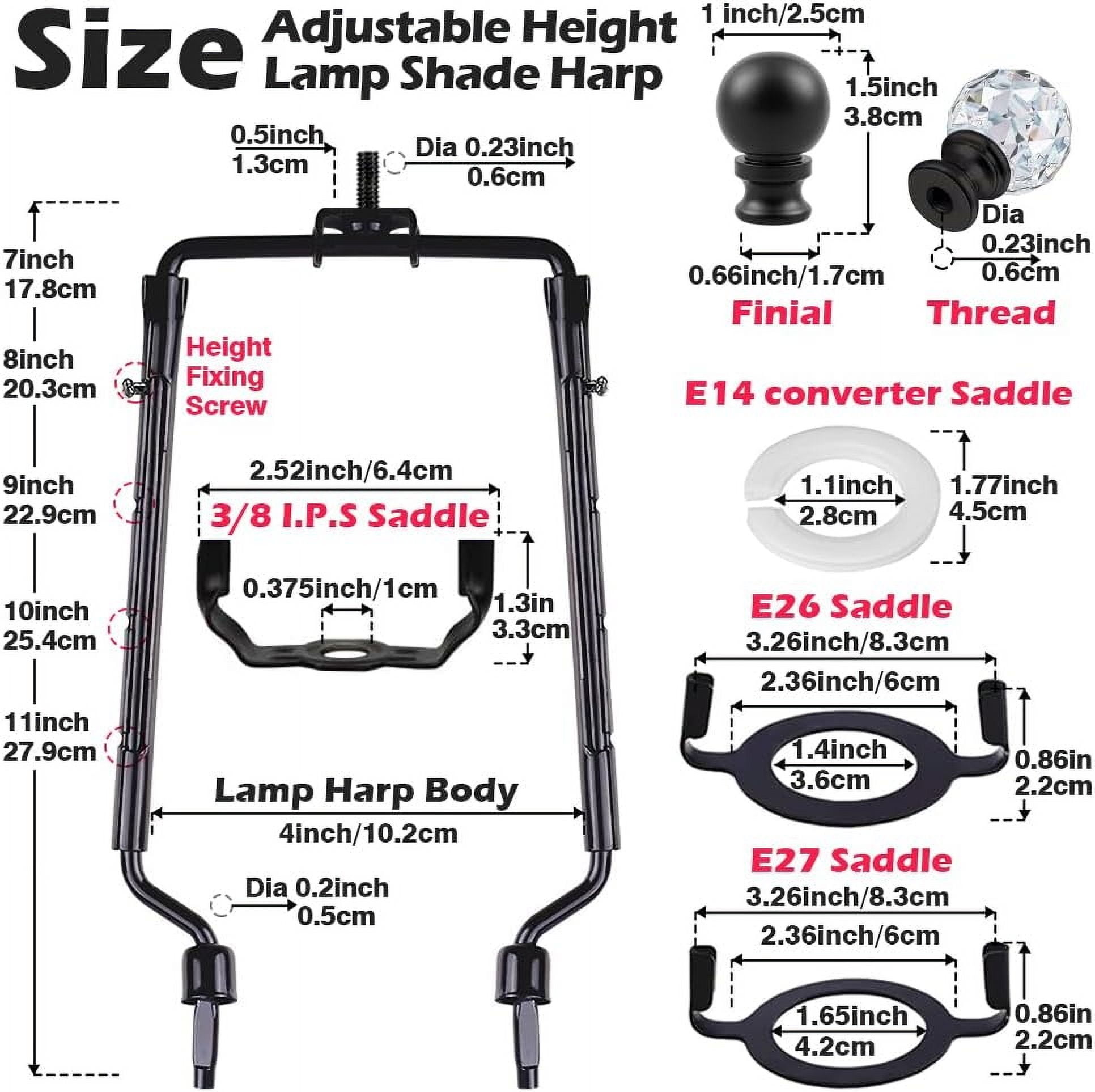 RTHG-8 9 10 11 inch Black Lamp Shade Harp Holder, Adjustable Height ...