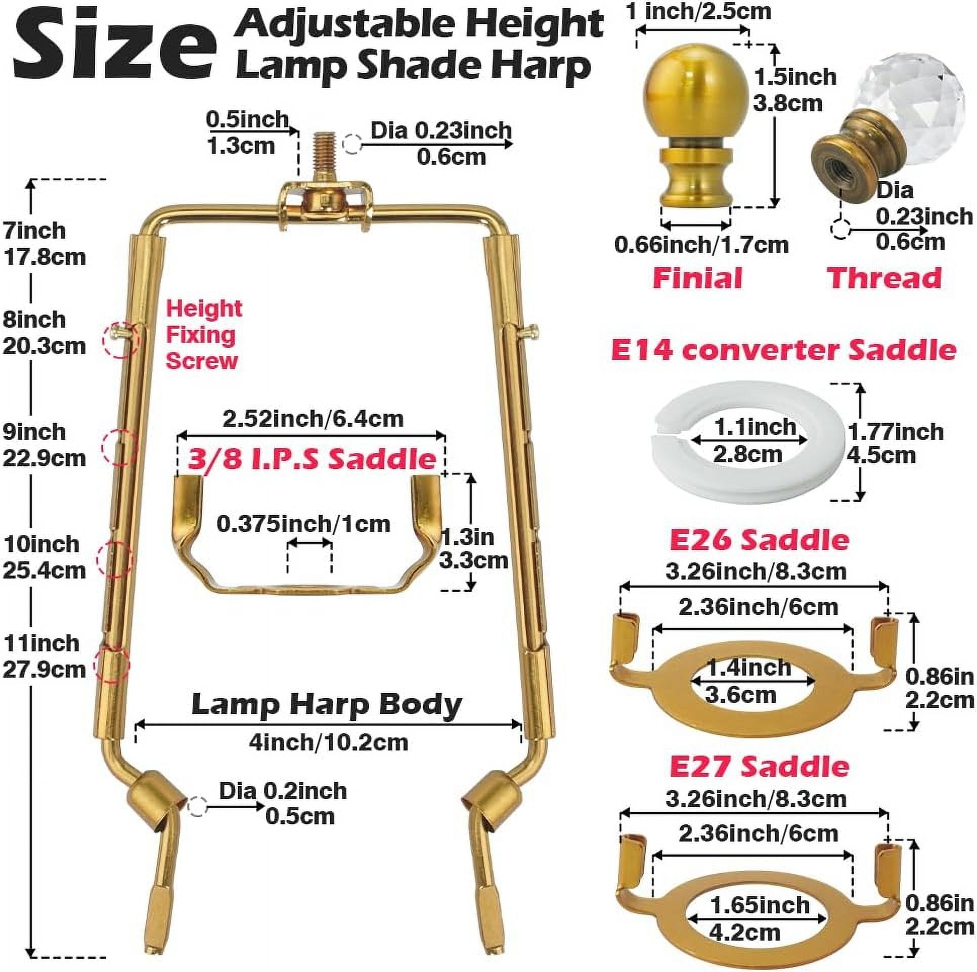 RTHG-8 9 10 11 inch Lamp Shade Harp Holder, Antique Gold Adjustable ...