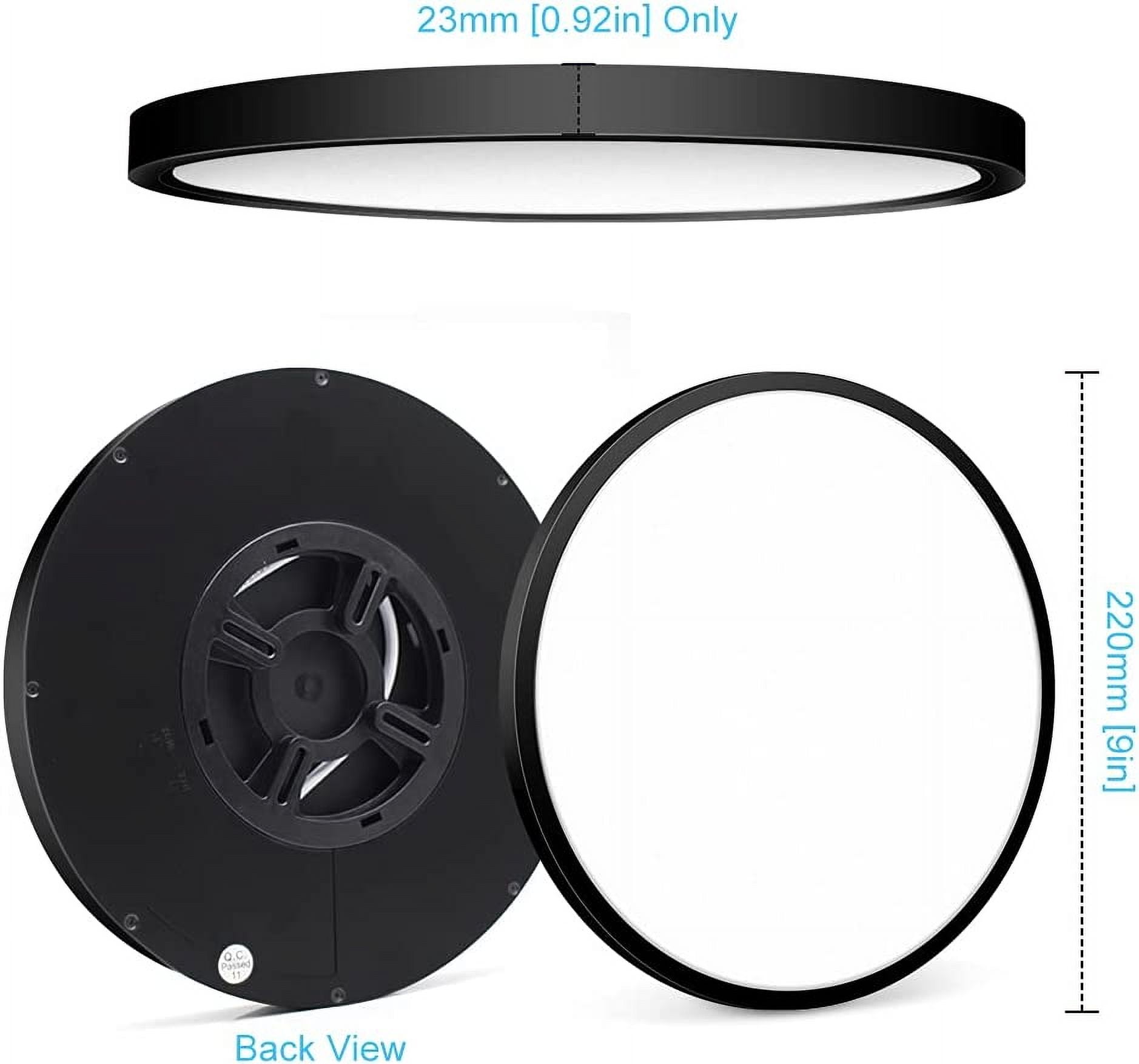 RTHG-9 Inch Black LED Flush Mount Ceiling Light, 5000K Daylight White ...