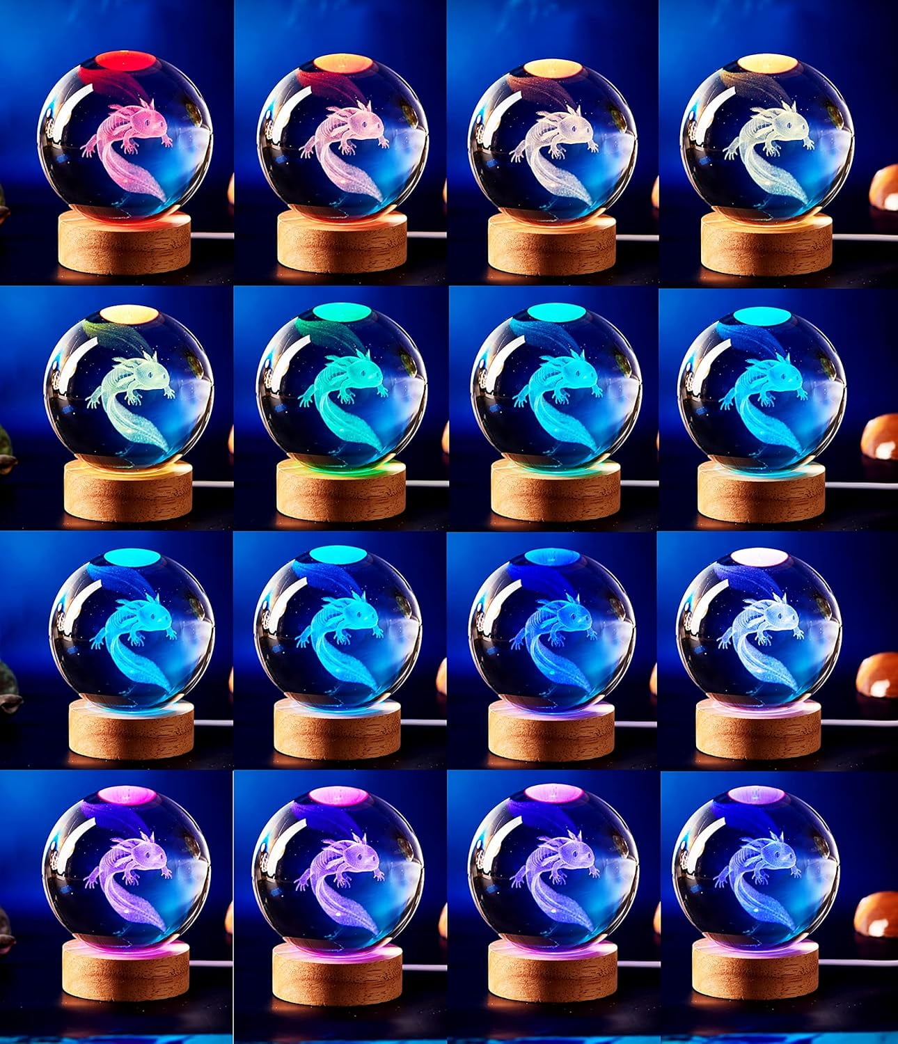 RTHG-Axolotl Lamp,3.15 inch Axolotl Crystal Ball Lamp,Upgraded 3D K9 ...