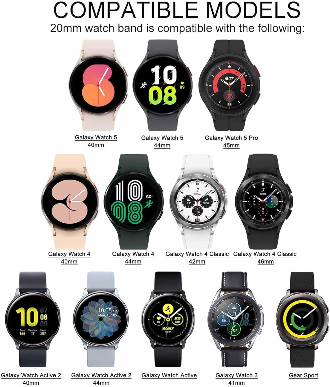 RTHG-Bands Compatible with Samsung Galaxy Watch 7 6 5 4 Band 40mm 44mm ...