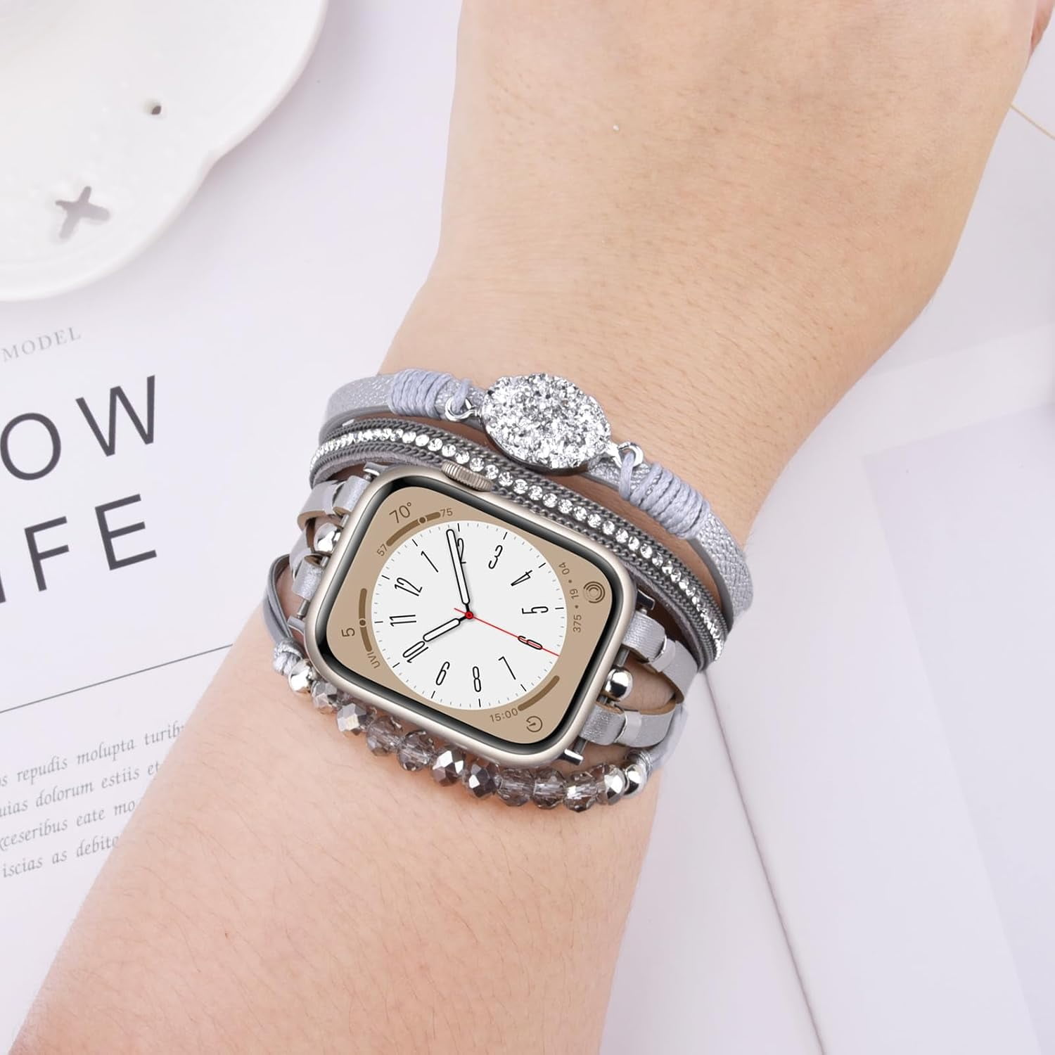 RTHG-Beaded Boho Bracelet Compatible for Apple Watch Band 42mm/44mm ...