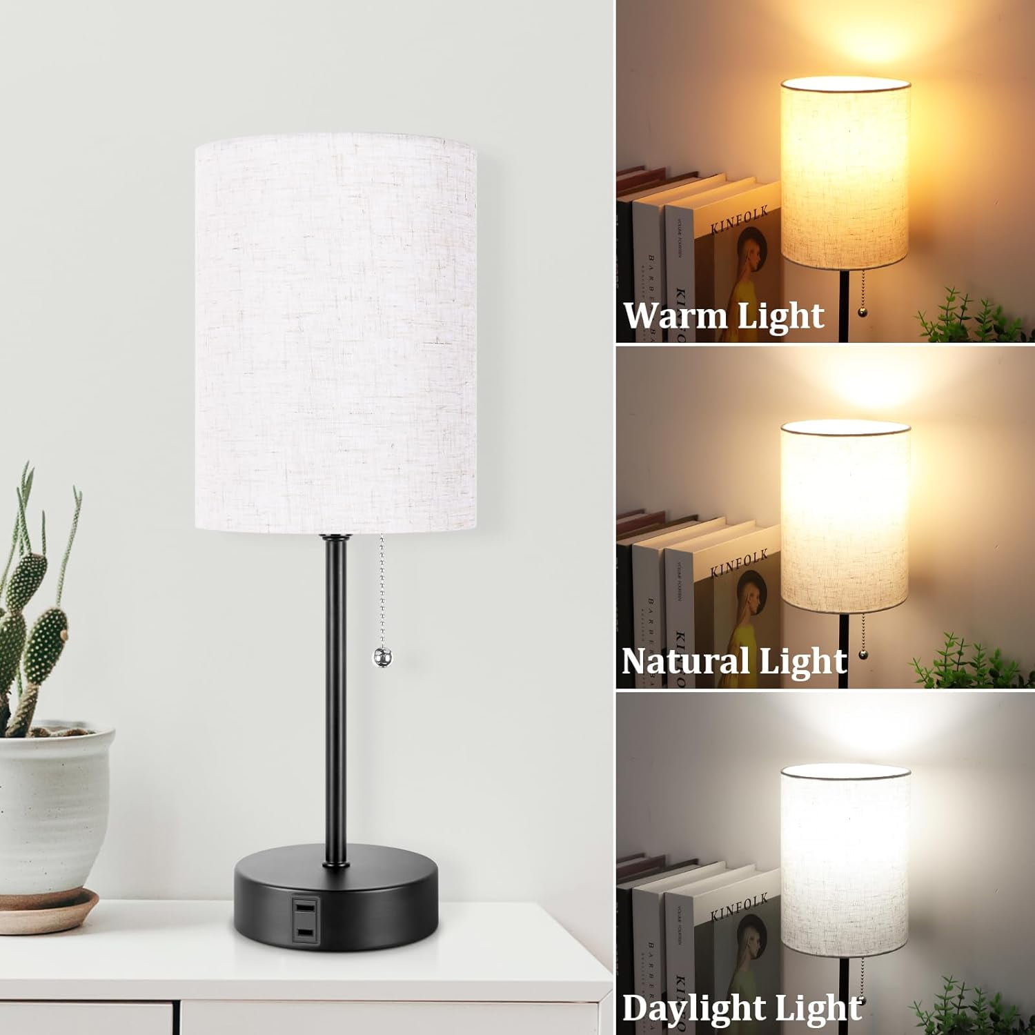 RTHG-Bedside Lamps for Bedrooms Set of 2, Table Lamps for Nightstand ...