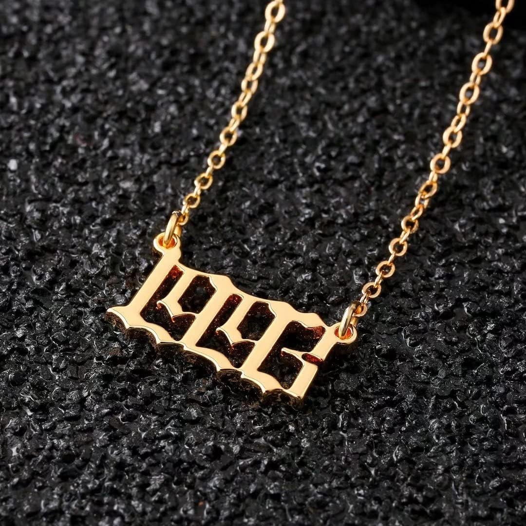 RTHG-Birth Year Necklace for Women, 18K Gold Plated Old English Birth ...