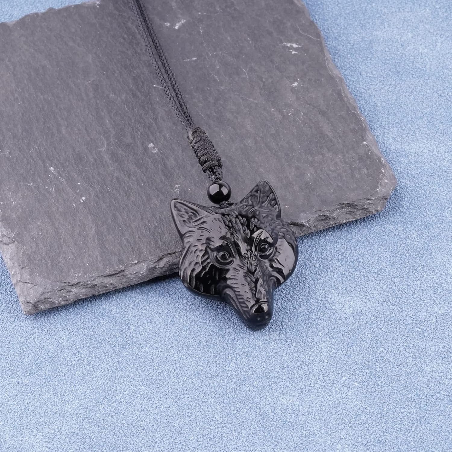 RTHG-Black Obsidian Necklace Healing Crystal Stone Amulet Protection ...