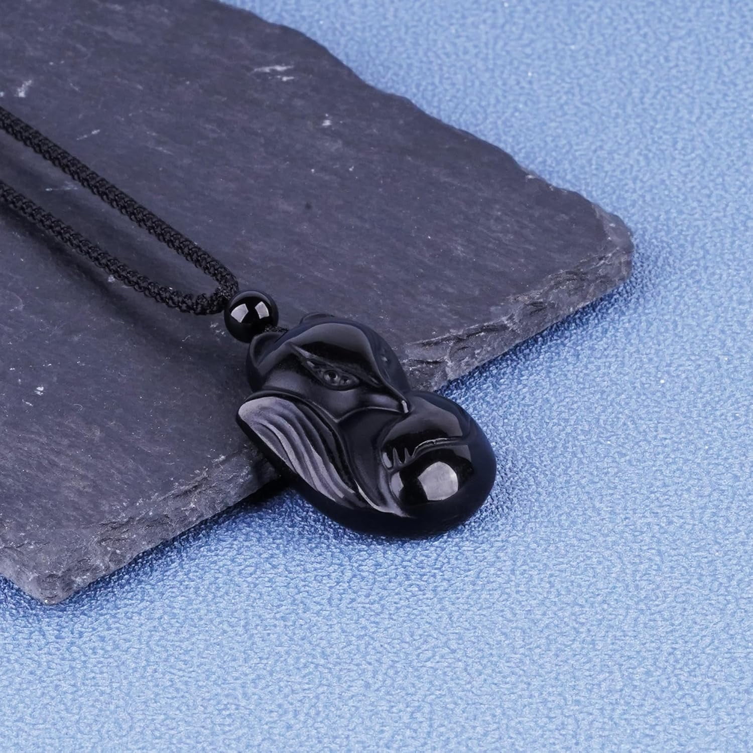 RTHG-Black Obsidian Necklace Healing Crystal Stone Amulet Protection ...