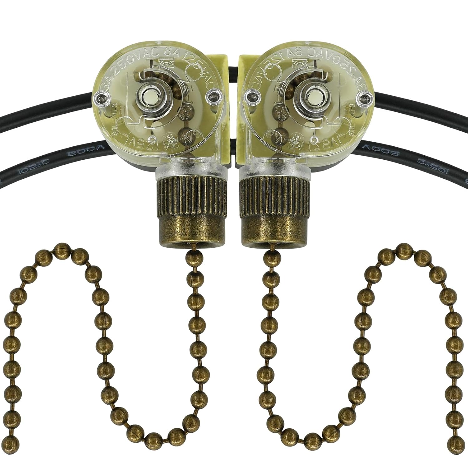 RTHG-Ceiling Fan Pull Chain Switch ZE-109, 2 Wires On-Off Light Switch ...