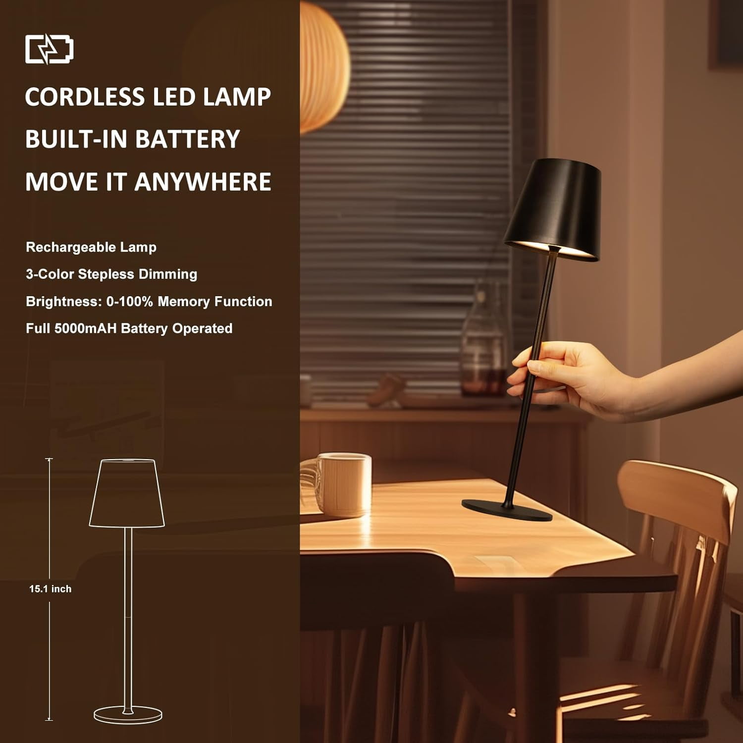 RTHG-Cordless Table Lamps, Rechargeable Lamps, Battery Operated Lamp ...