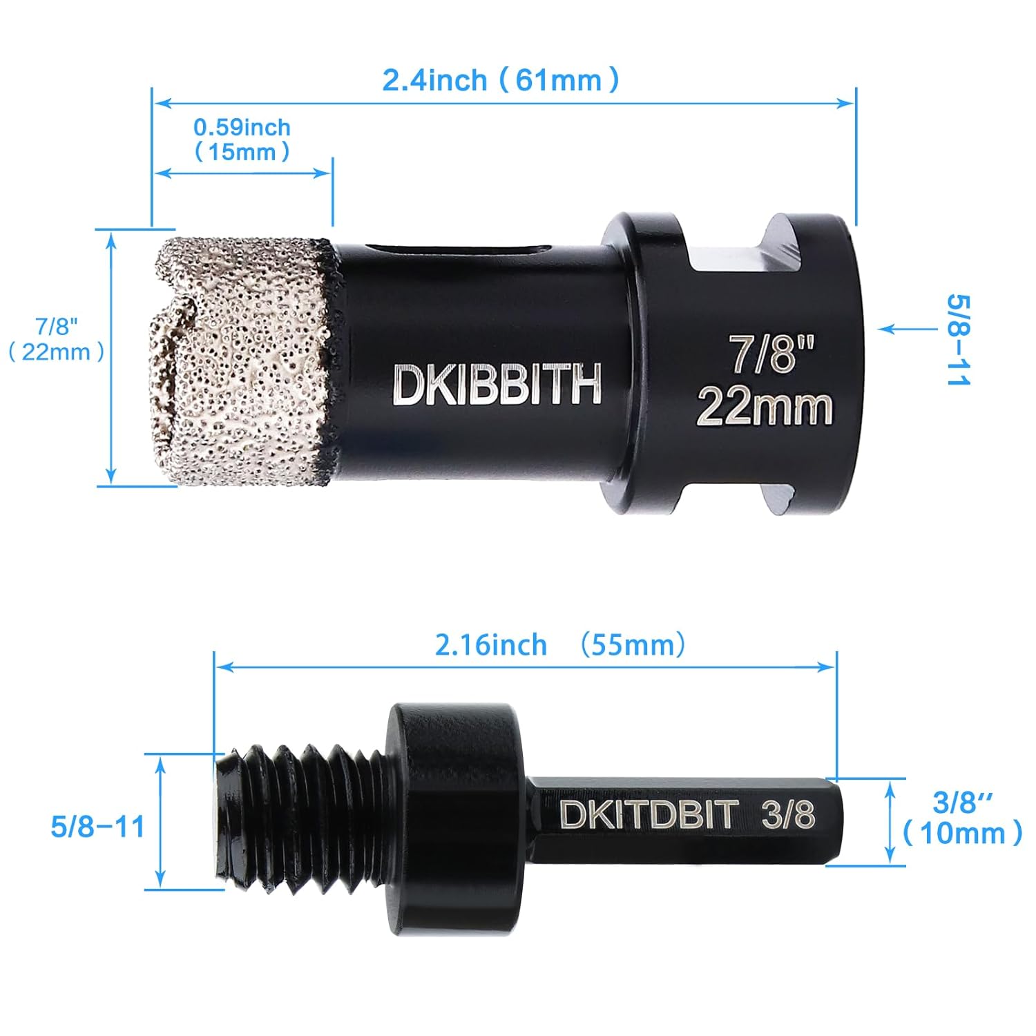 RTHG-Dry Diamond Core Drill Bits 7/8 Inch, 22mm Tile Hole Saws for ...