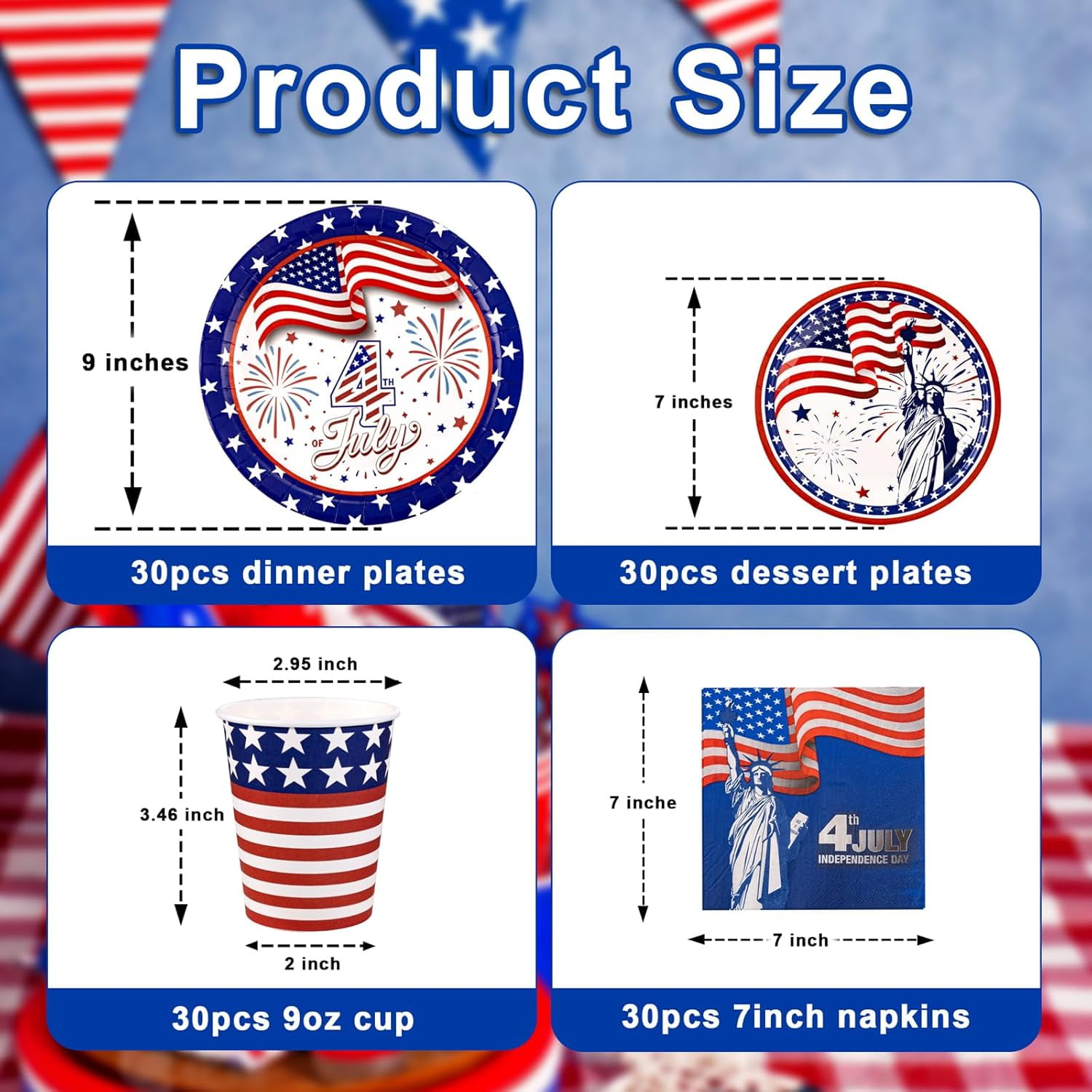 RTHG-EI 120pcs 4th of July Party Suppplies Memorial Day Party Plates ...