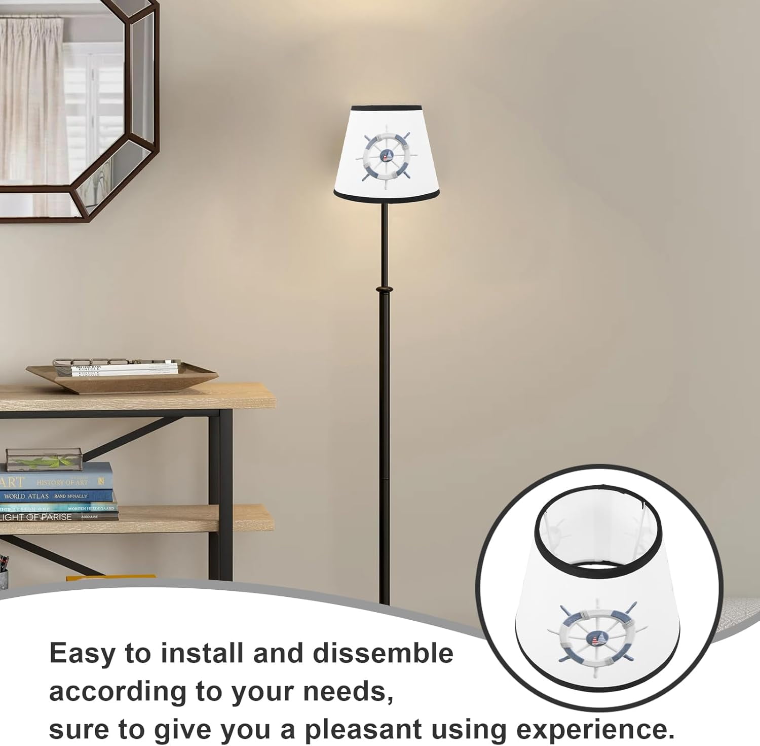 RTHG-Fabric Lamp Shade, Light Cover, Nautical Wheel Pattern Lamp Shade ...