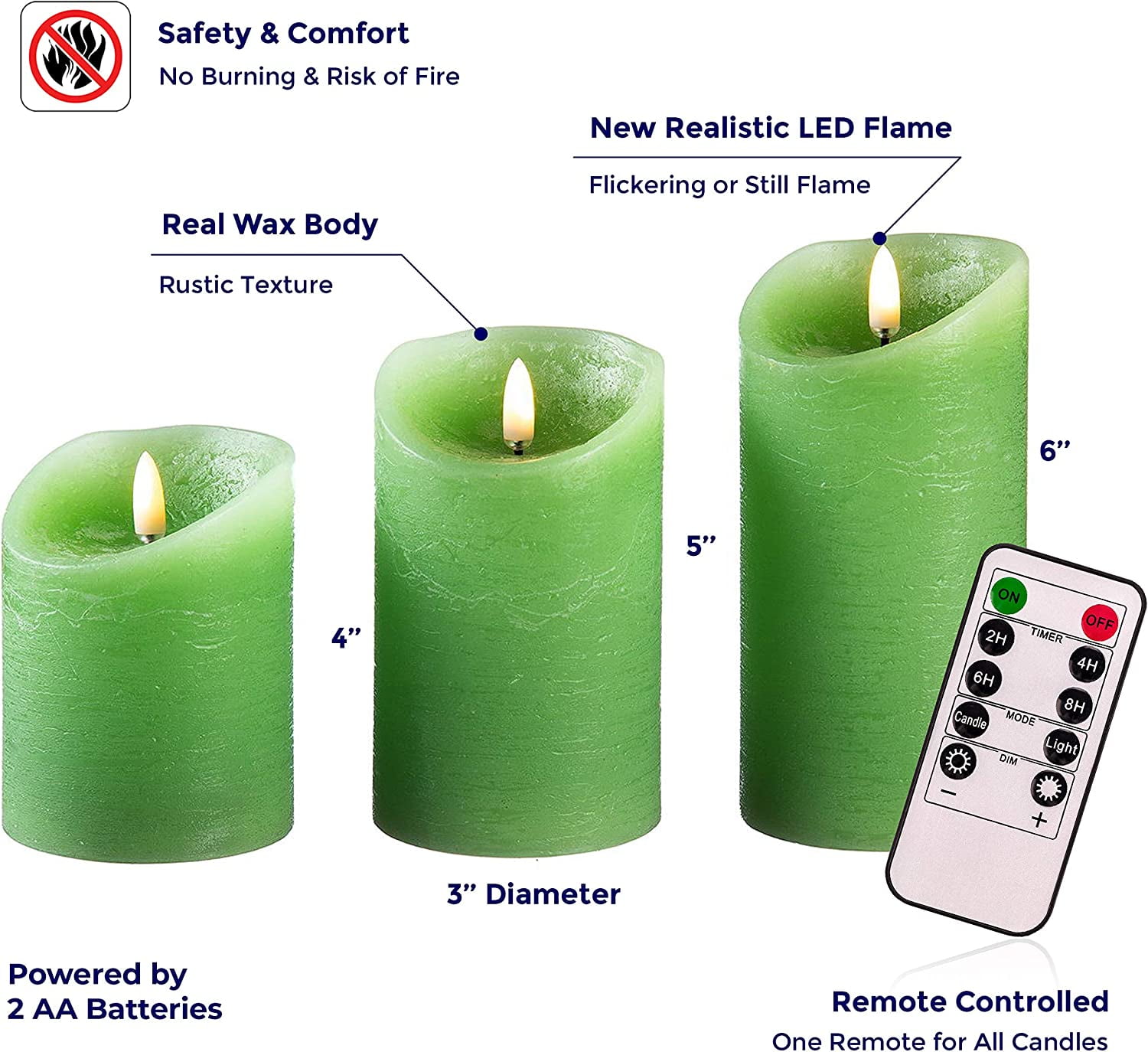 RTHG-Flickering Flameless Candles with Remote Control - Led Candles ...