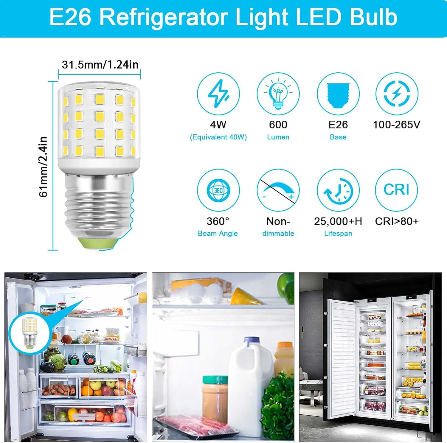 RTHG-Frigidaire Light Bulb Replacement AC100-265v 3.5W KEI D34L ...