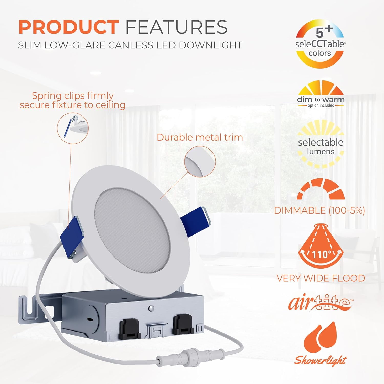 RTHG-HLB 4 Inch Thin Recessed Indoor/Outdoor LED Downlight w/Selectable ...