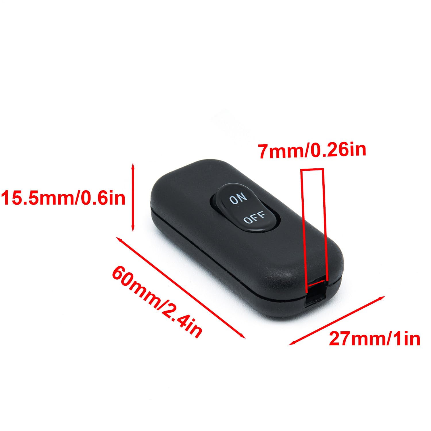 RTHG-Inline Cord Switch 2-Pack Black Button,Rated 6A 250V On/Off ...